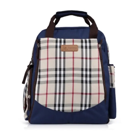 Best Baby | Accessories | Blue And Cream Plaid Backpack With Navy ...